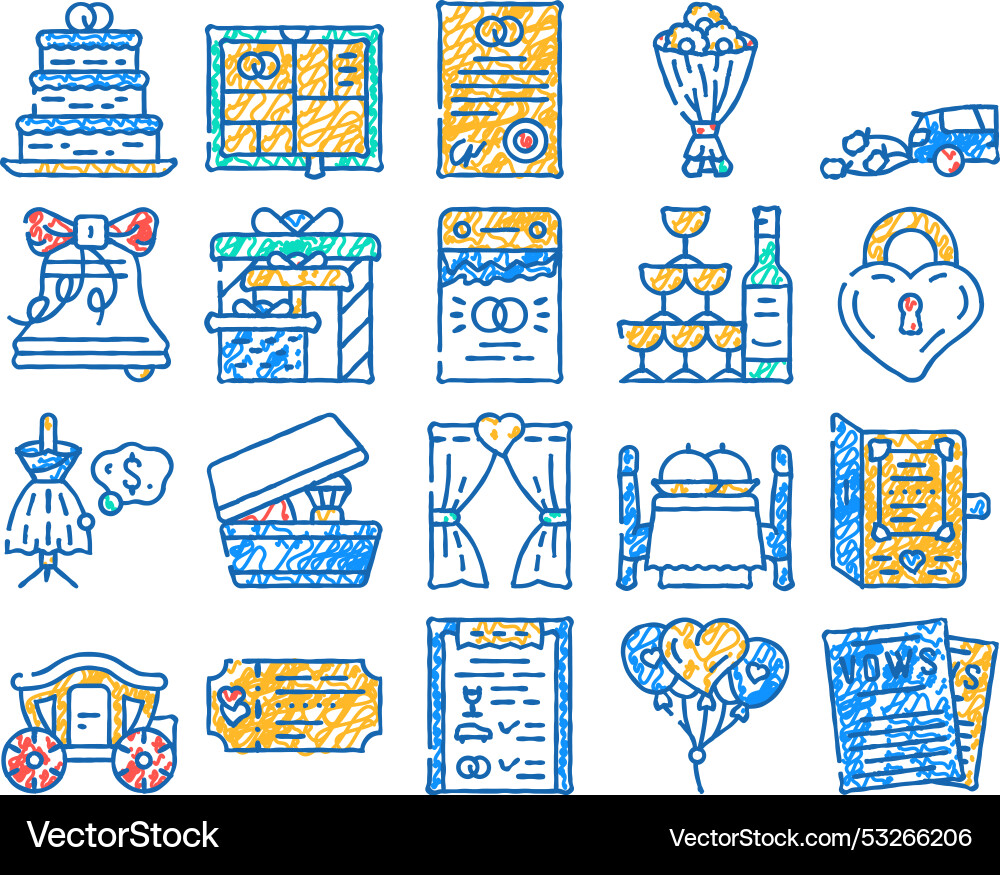 Wedding day accessory icon hand drawn Royalty Free Vector