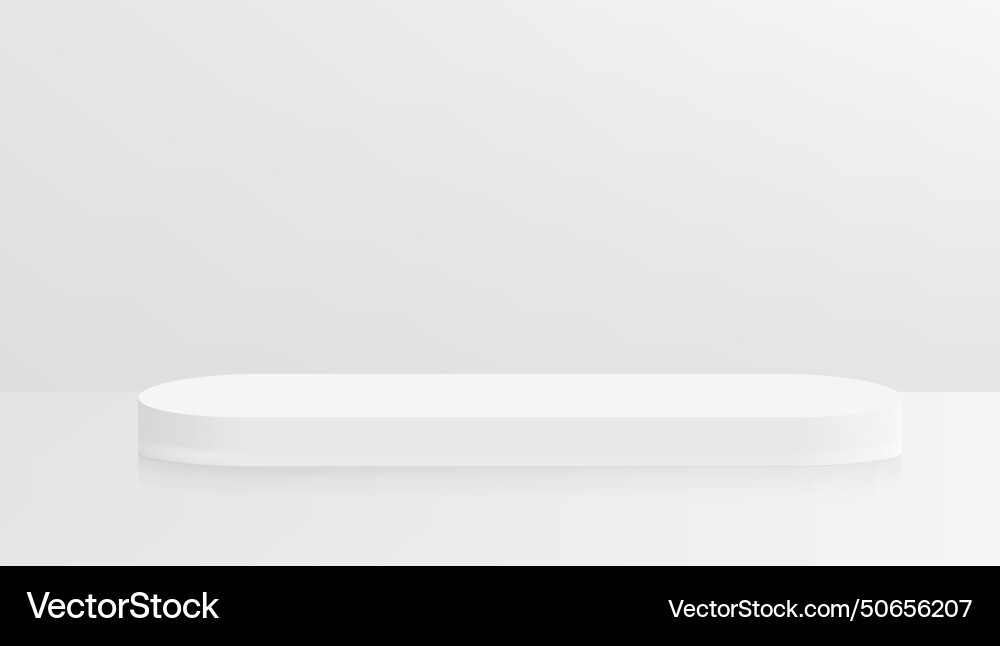 3d white room with oval podium for product display