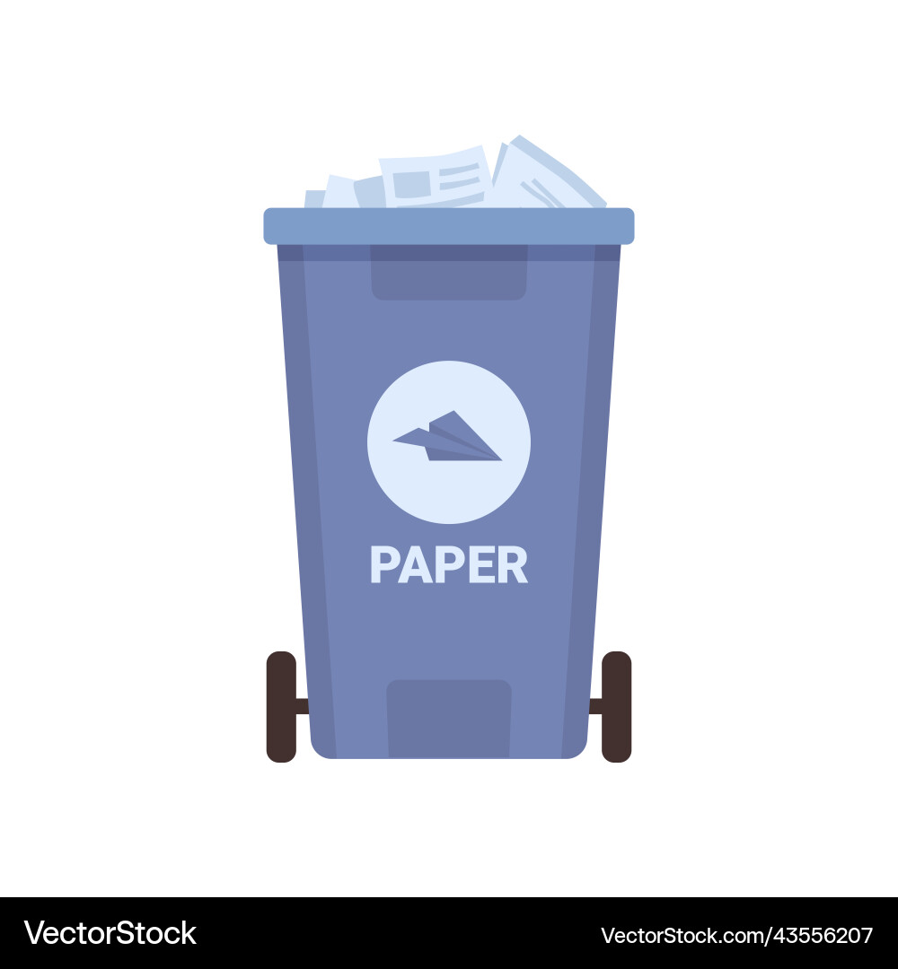 Blue Paper Recycling Bin Royalty Free Vector Image