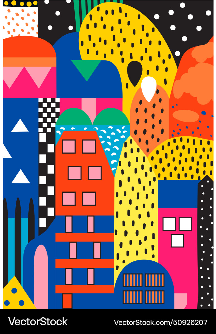 Colorful abstract geometric cityscape Royalty Free Vector