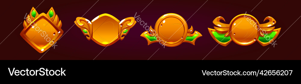 Golden game buttons with fantasy frames Royalty Free Vector