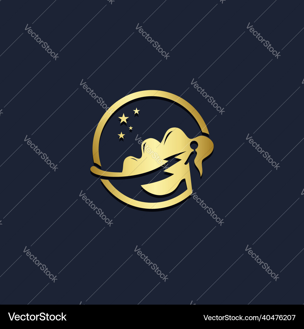 Leaf star dream round gold logo Royalty Free Vector Image