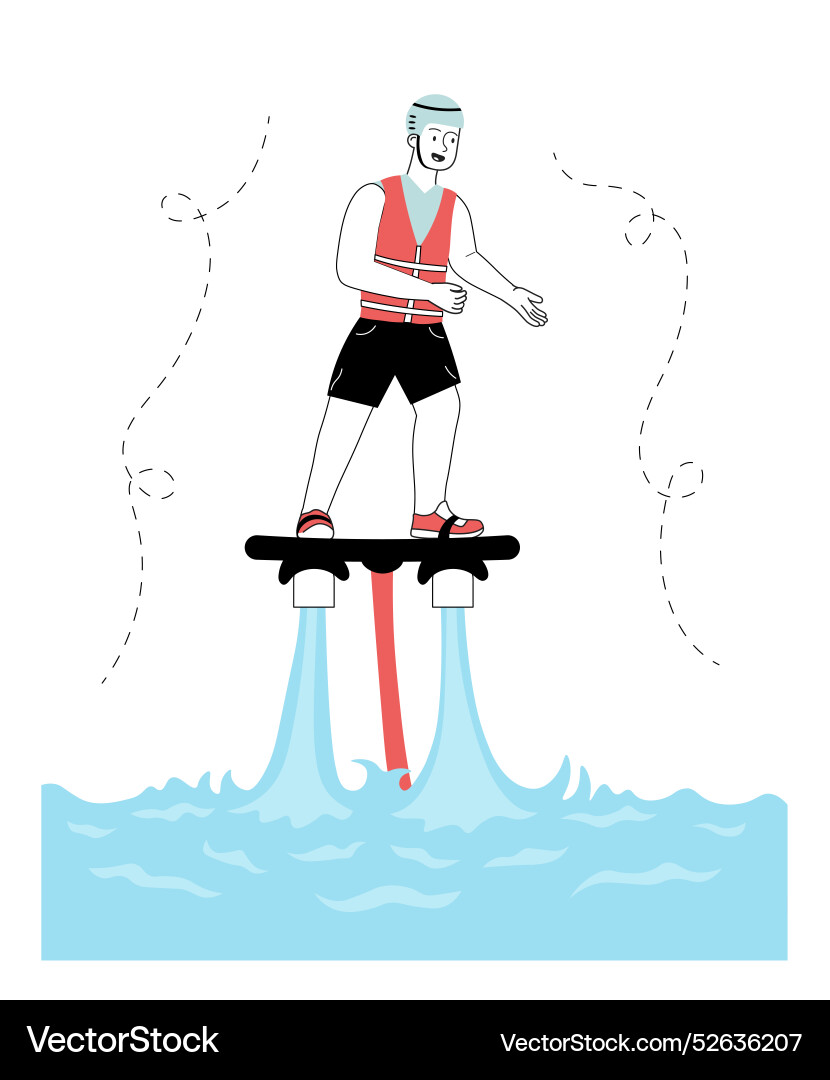 Man on flyboard young guy board flies over Vector Image