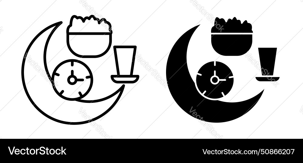 Ramadan iftar icon set after fasting meal date Vector Image