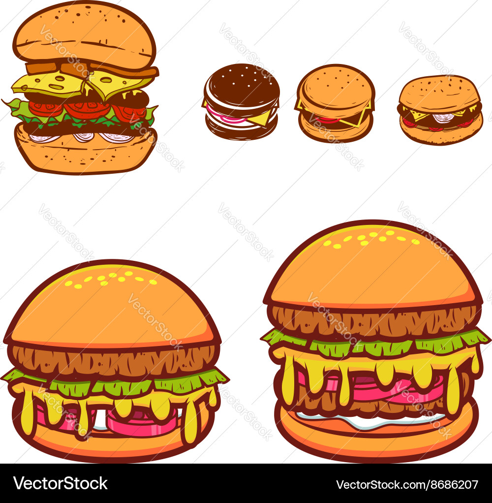 Set of the burgers Royalty Free Vector Image - VectorStock