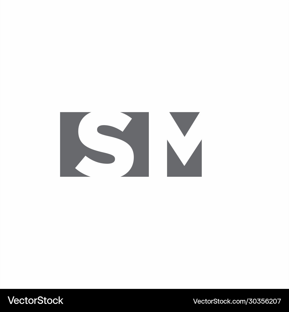 Sm logo monogram with negative space style design Vector Image