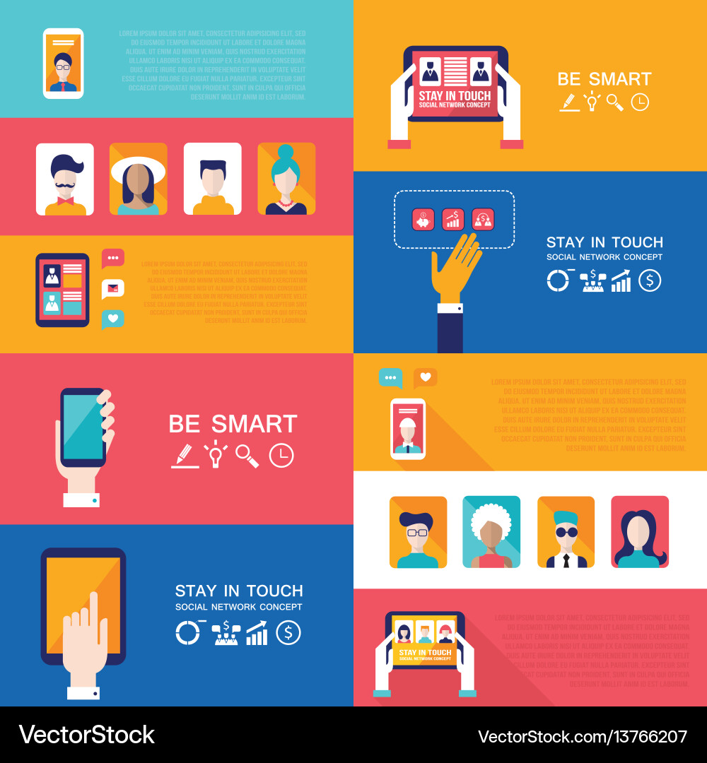 Social network technology banner set Royalty Free Vector