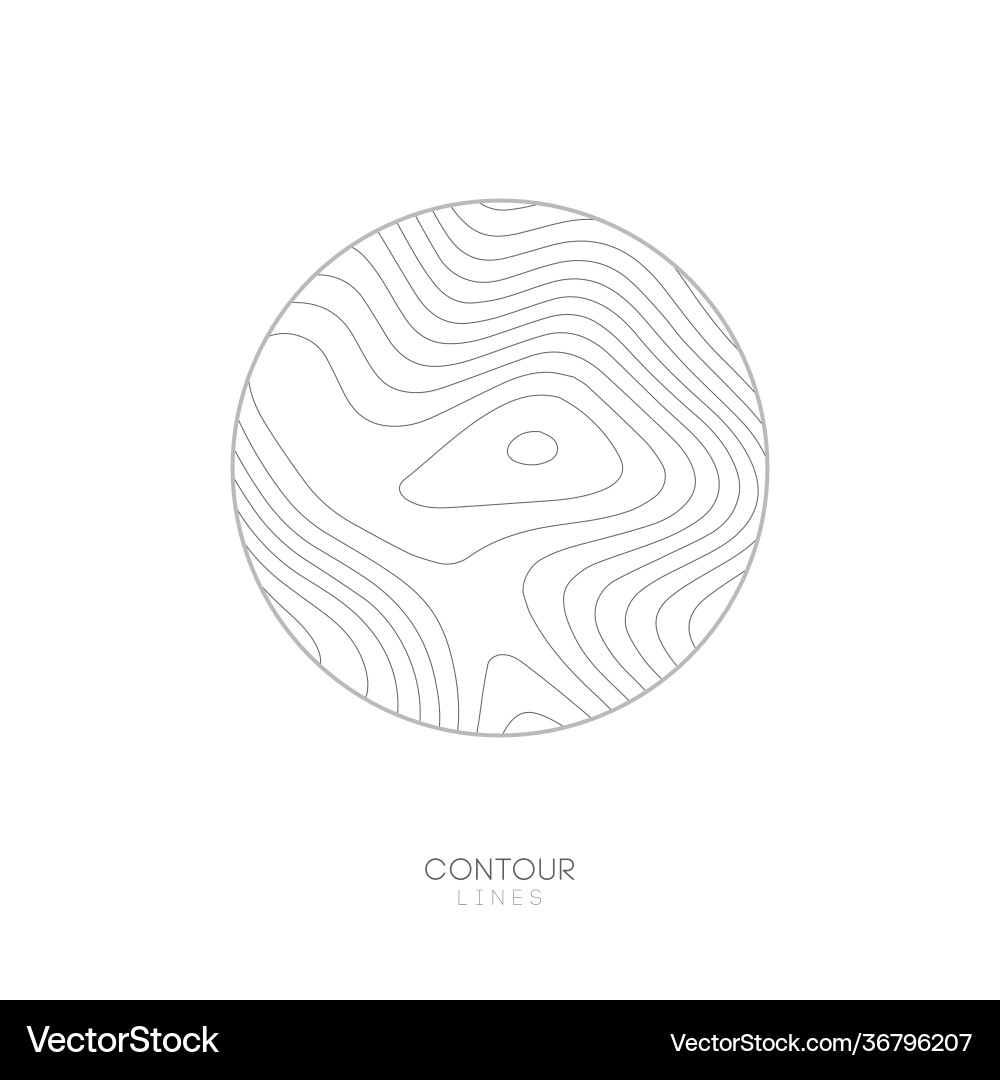 White topographic map circle logo concepttopo Vector Image