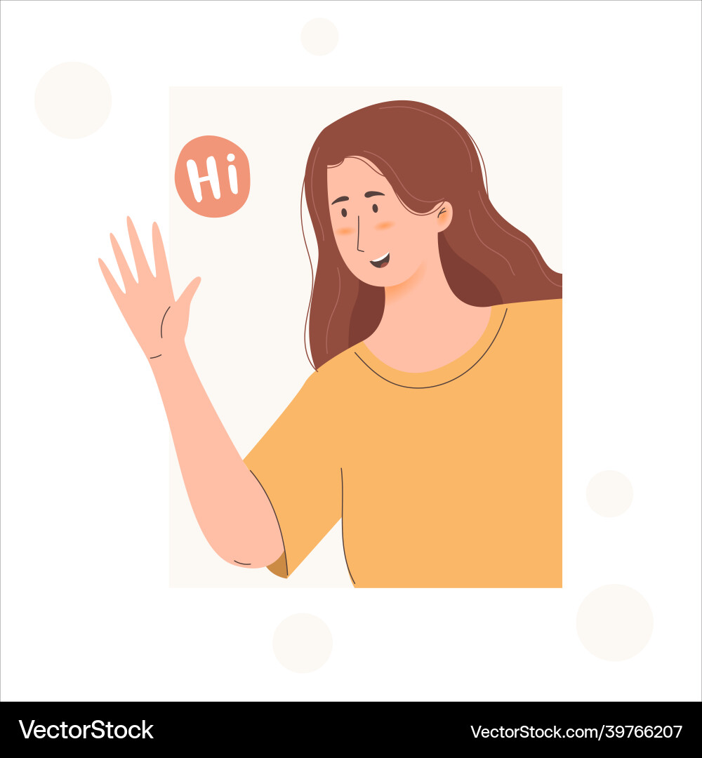 Young Woman Waving Hello Royalty Free Vector Image