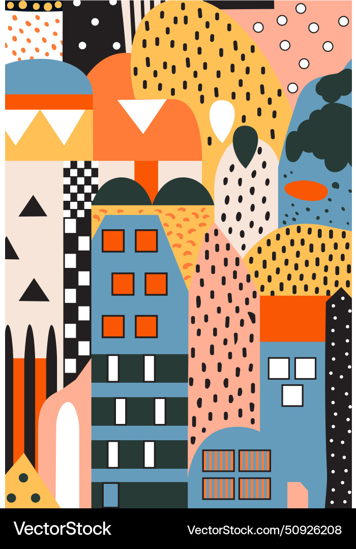 Colorful abstract geometric cityscape Royalty Free Vector