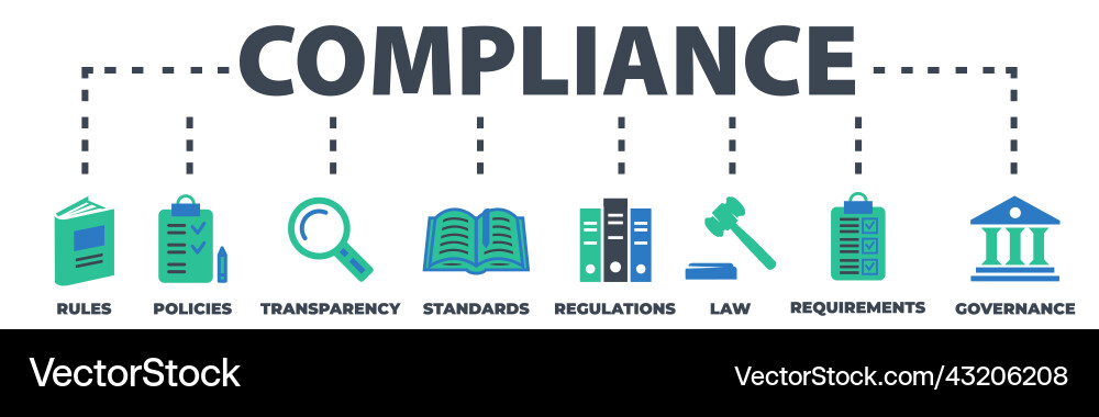 Compliance concept with icons and signs Royalty Free Vector