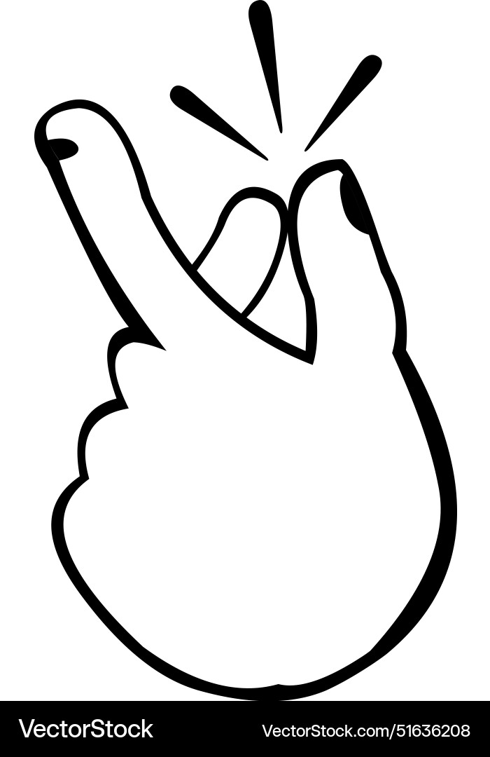 Hand fingers snapping black and white Royalty Free Vector