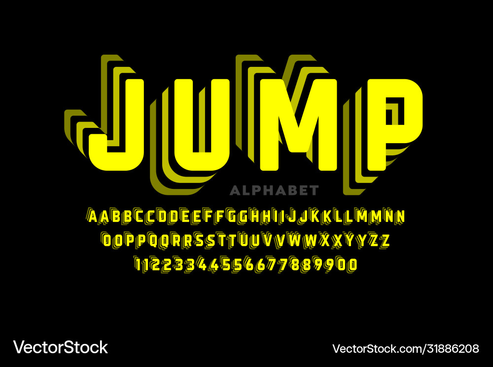 Jumping style font design Royalty Free Vector Image