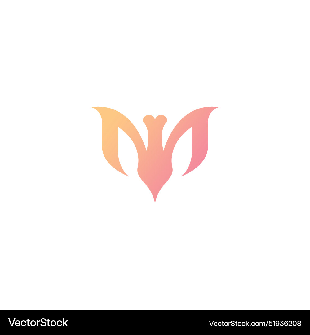 Letter m flower logo design initial Royalty Free Vector
