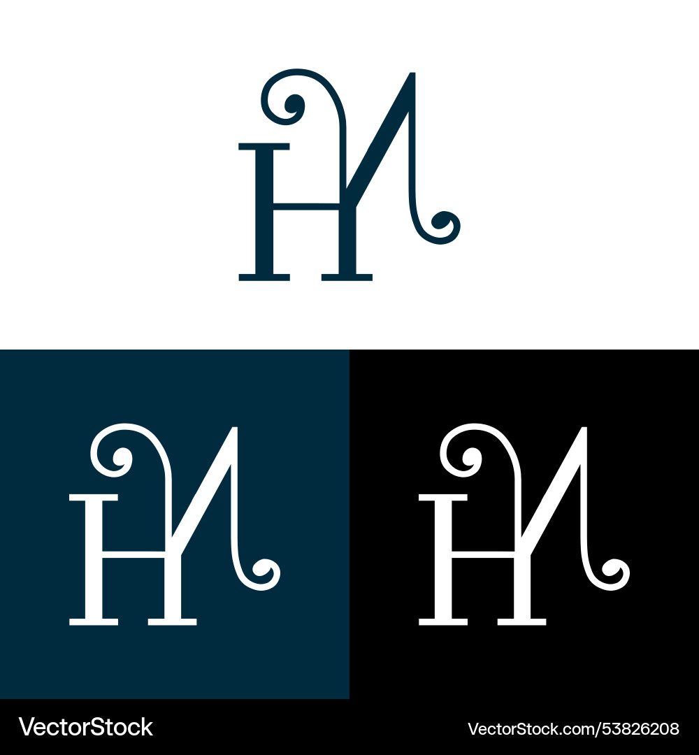 Minimalist initial lettermark hn brand logo Vector Image