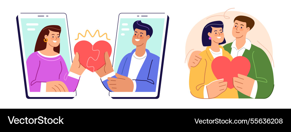 People communicate and start love relationships Vector Image