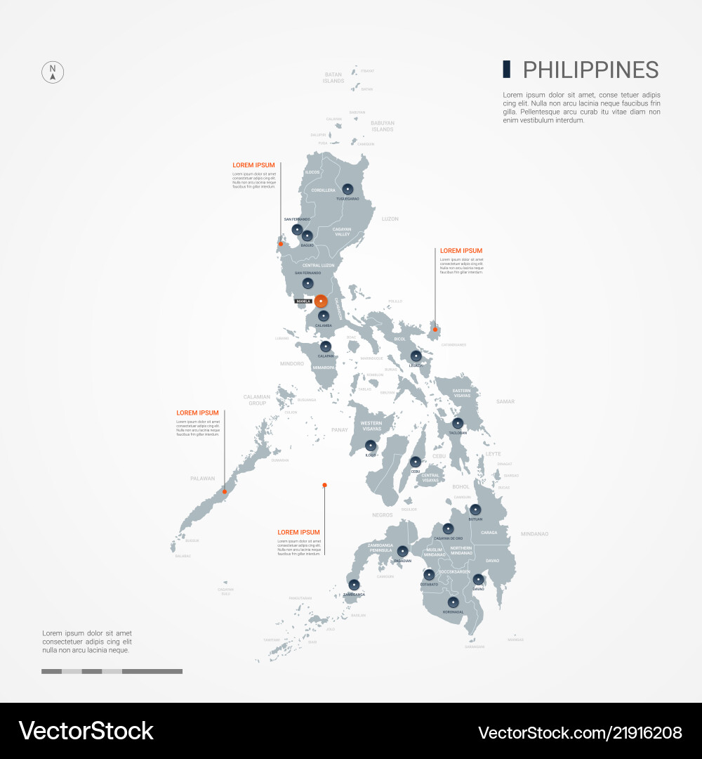Philippines infographic map Royalty Free Vector Image