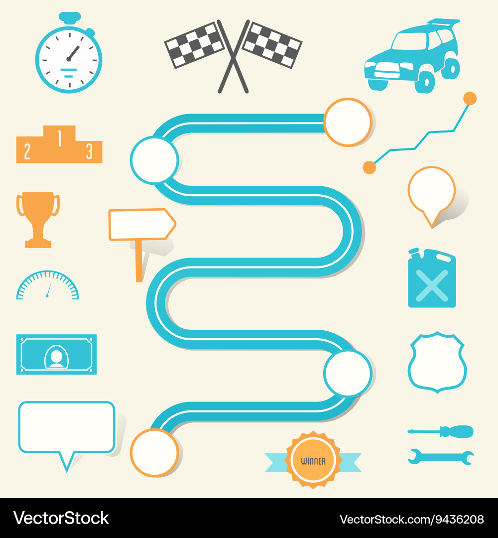Race road map planning infographic template Vector Image