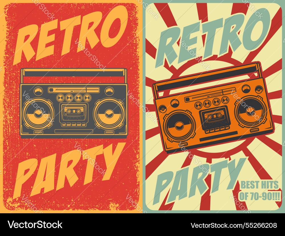 Retro party poster template with style Royalty Free Vector