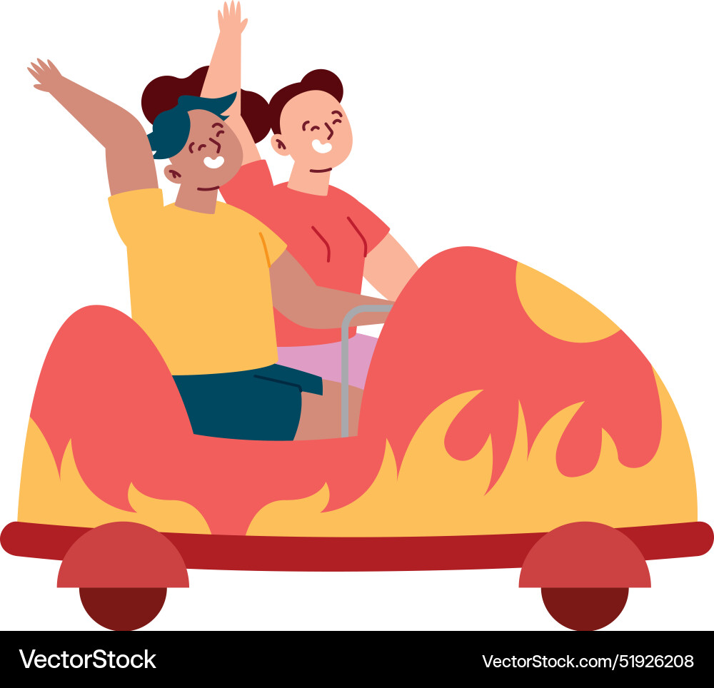 Roller coaster happy people Royalty Free Vector Image