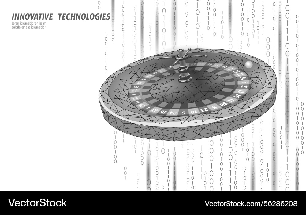 Roulette wheel digital low poly binary code Vector Image