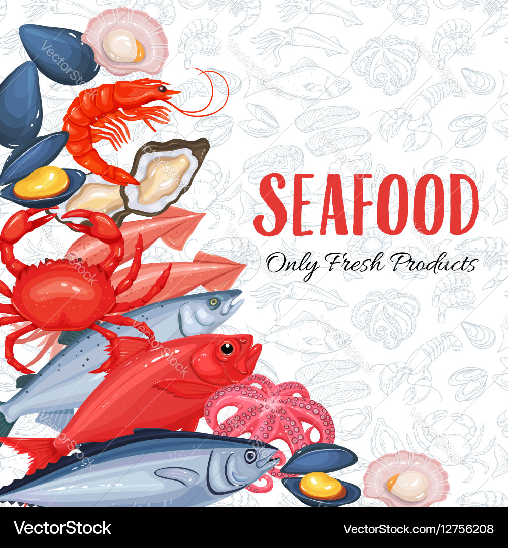 Seafood menu background Royalty Free Vector Image