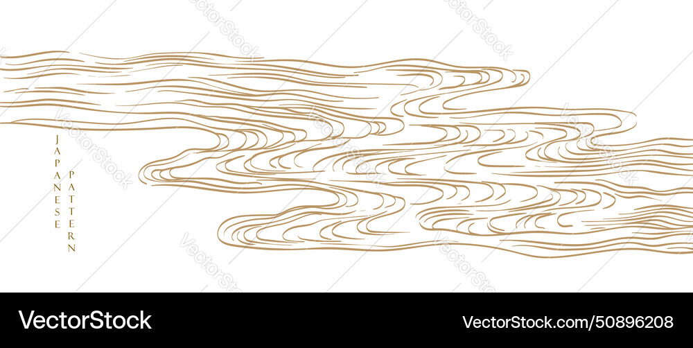 Set of hand drawn wave with japanese pattern Vector Image