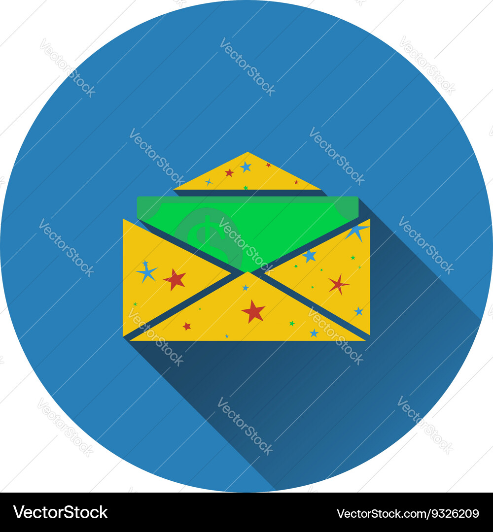 Birthday gift envelop icon with money Royalty Free Vector