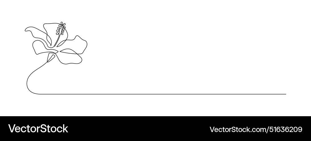 Hibiscus flower in one continuous line drawing Vector Image