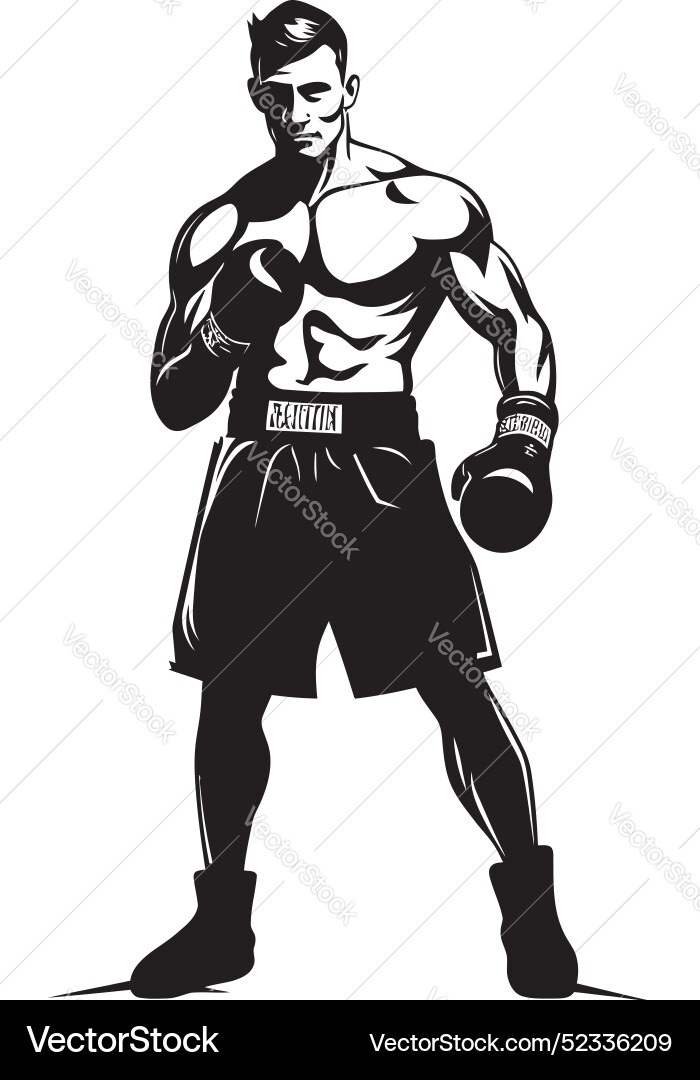 Punch force black boxer boxing king emblematic Vector Image