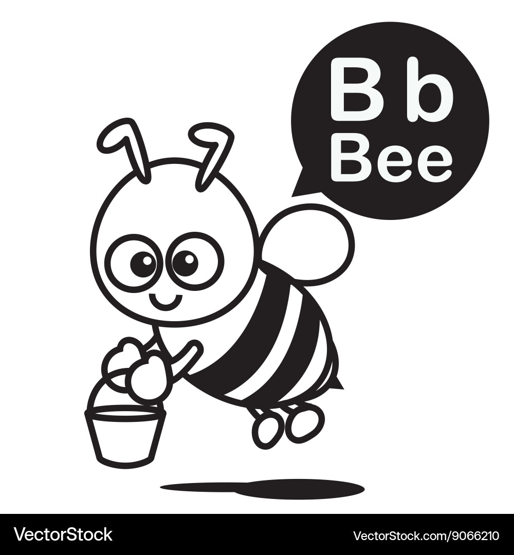 B bee cartoon and alphabet for children Royalty Free Vector