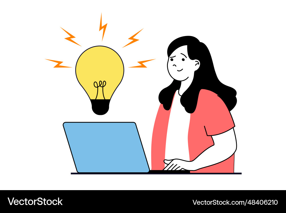 Brainstorming concept with people scene in flat Vector Image