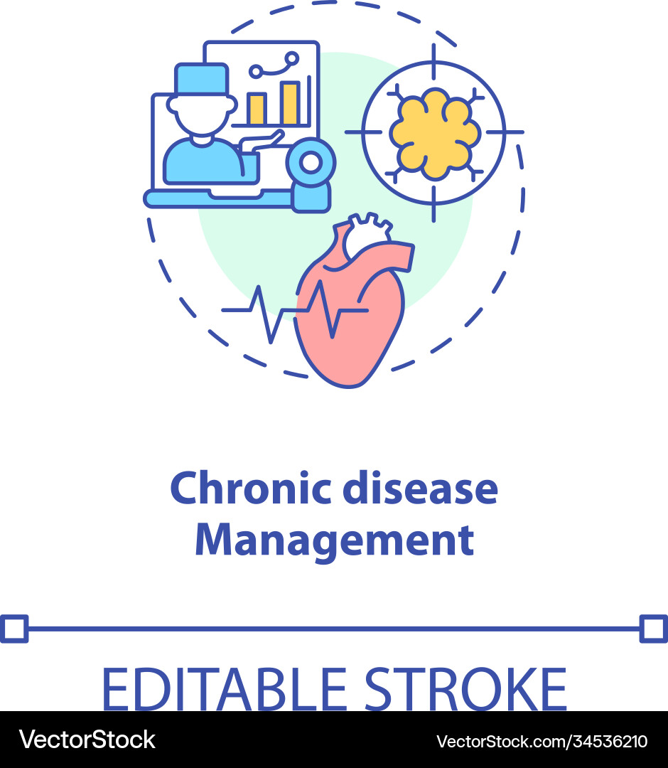 Chronic disease management concept icon Royalty Free Vector