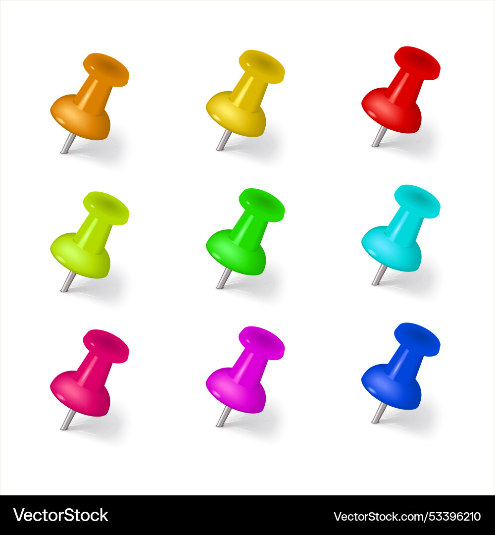 Colorful thumbtacks set Royalty Free Vector Image