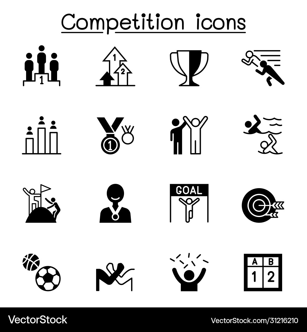 Competition contest tournament icons set graphic Vector Image