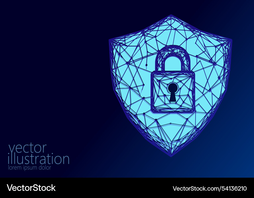 Cyber safety padlock on shield internet security Vector Image