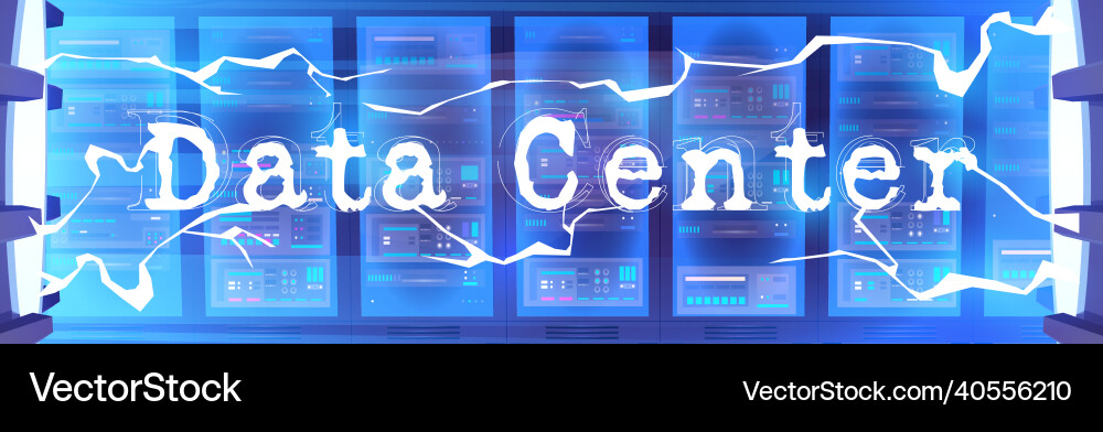 Data center poster with server room Royalty Free Vector