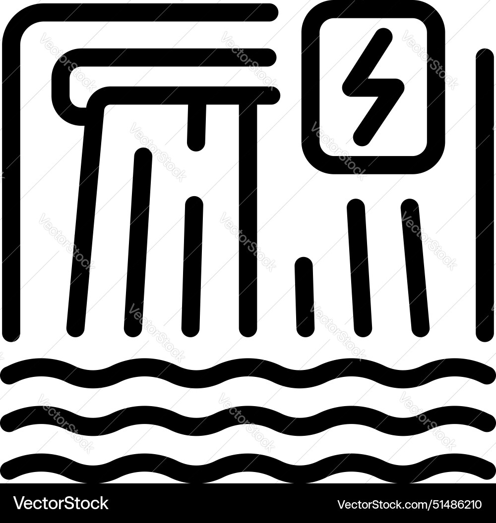 Hydroelectric power plant line icon Royalty Free Vector