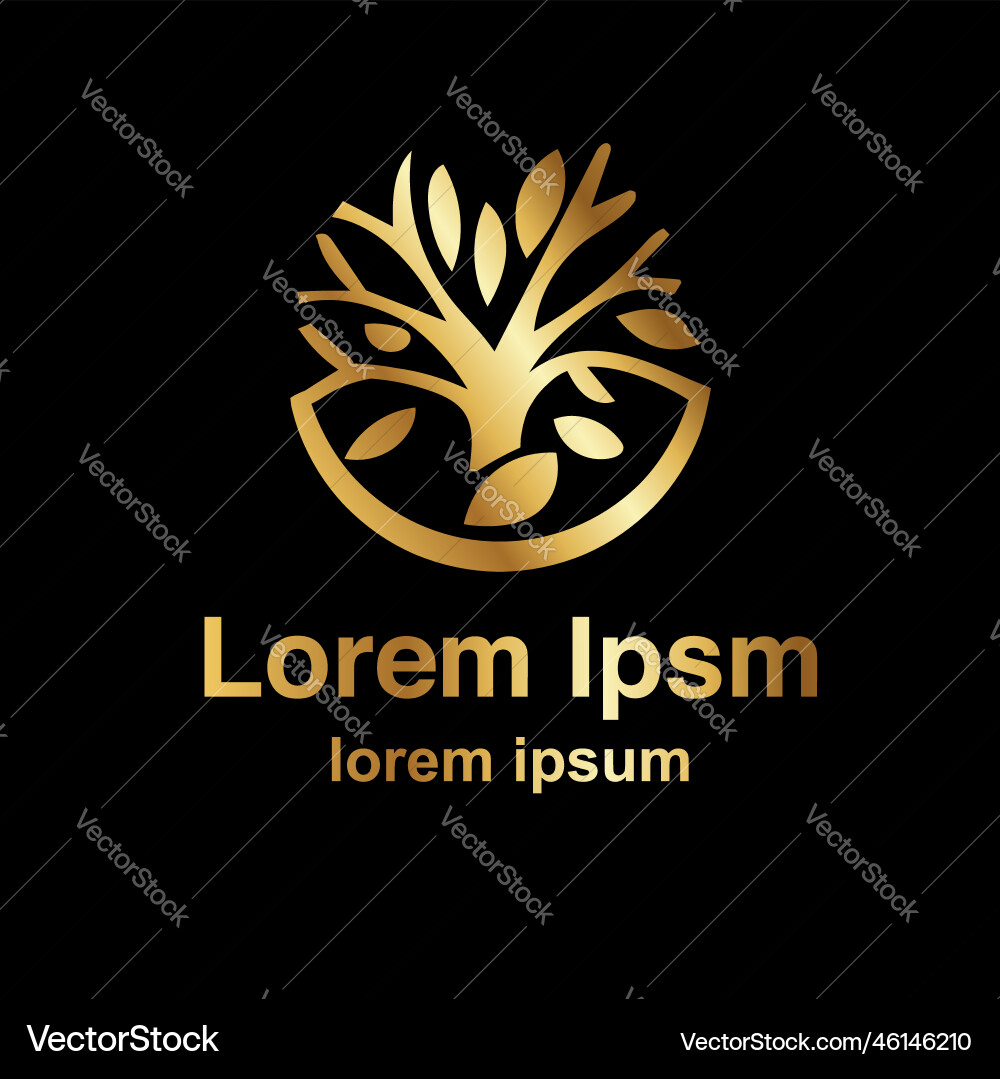 Tree plant gold image logo Royalty Free Vector Image