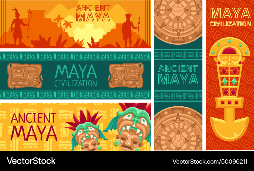 Ancient Mayan Civilization Banners Royalty Free Vector Image