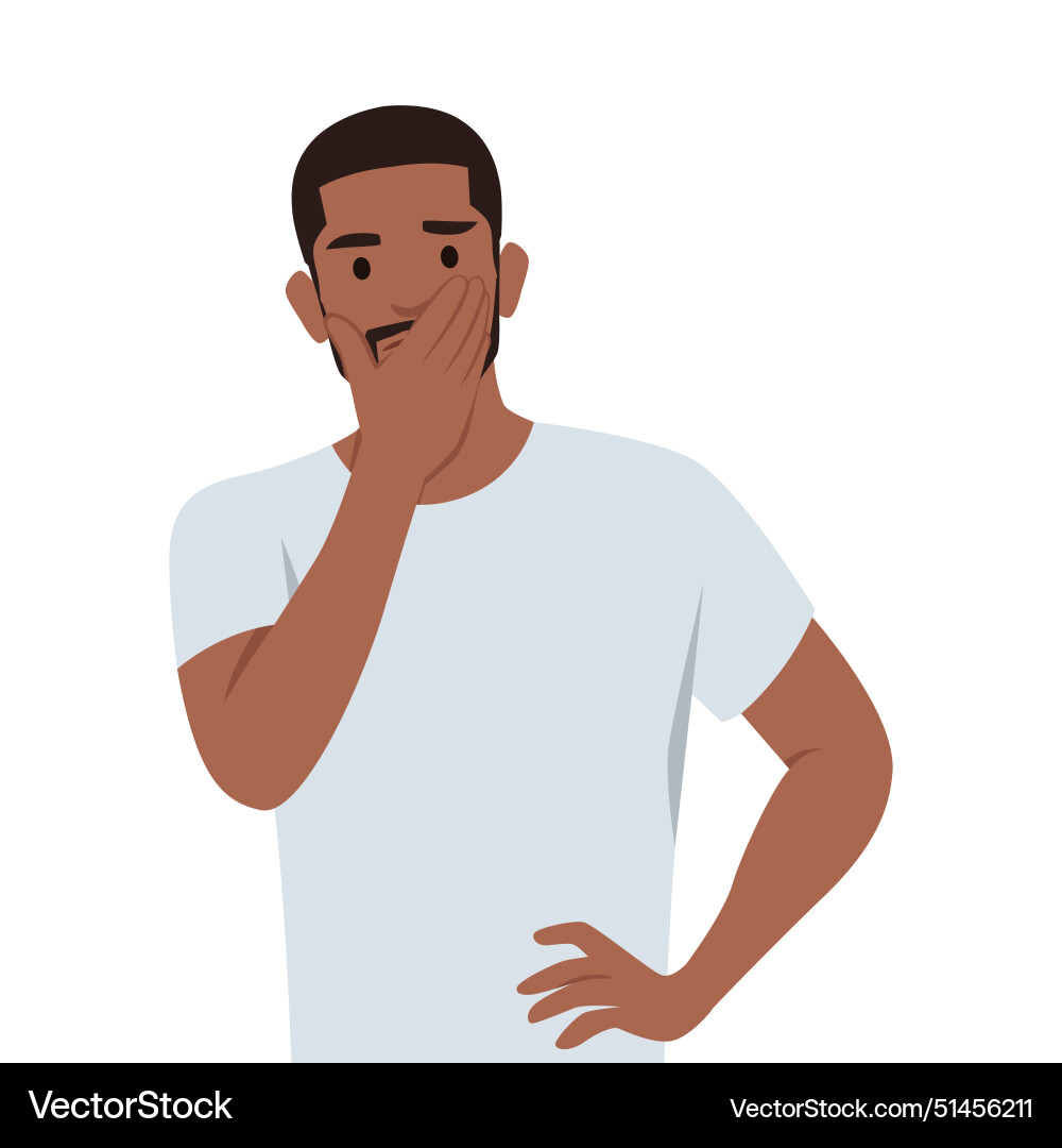 Angry young disgruntled man holds his face Vector Image