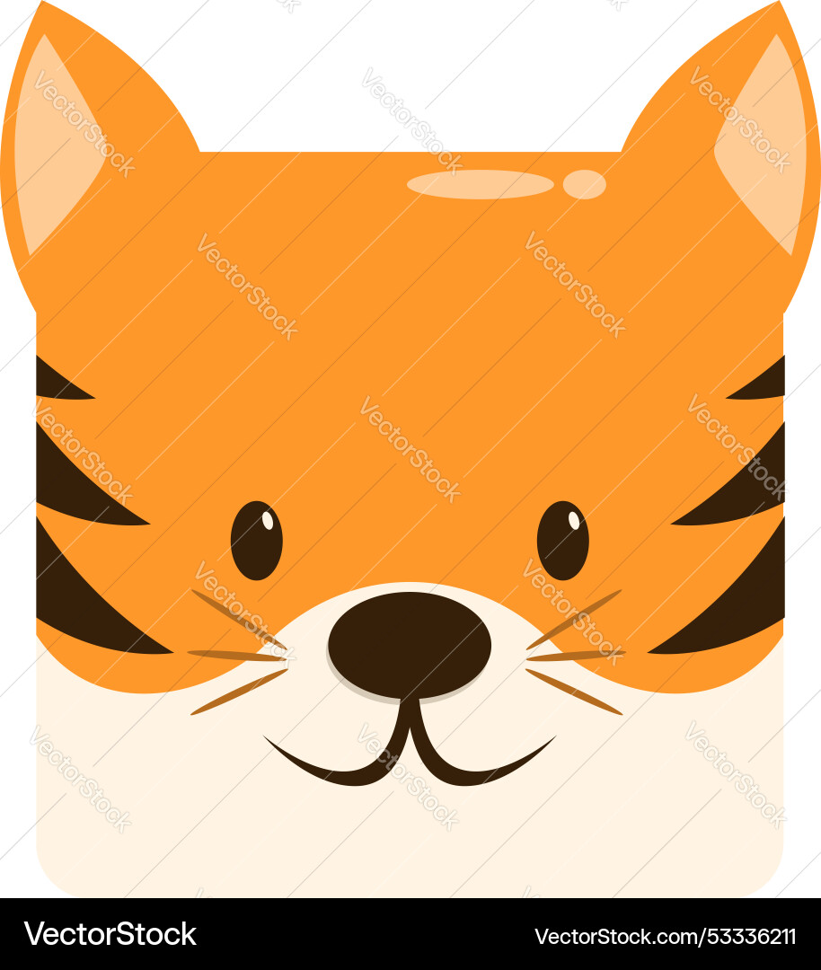 Cute square tiger cub smiling face closeup Vector Image
