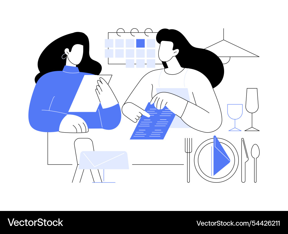 Discussing event menu isolated cartoon Royalty Free Vector