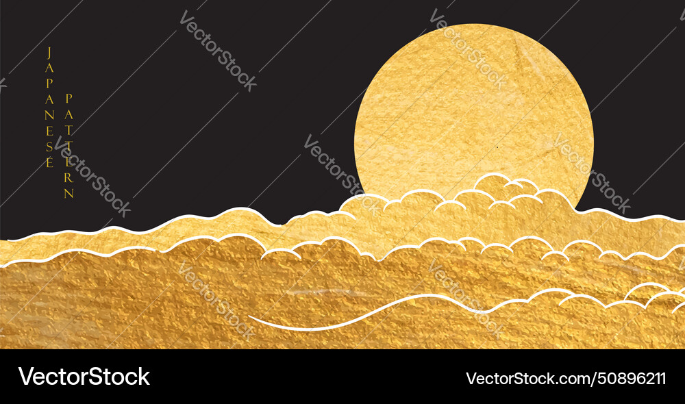 Japanese background with moon and cloud Royalty Free Vector