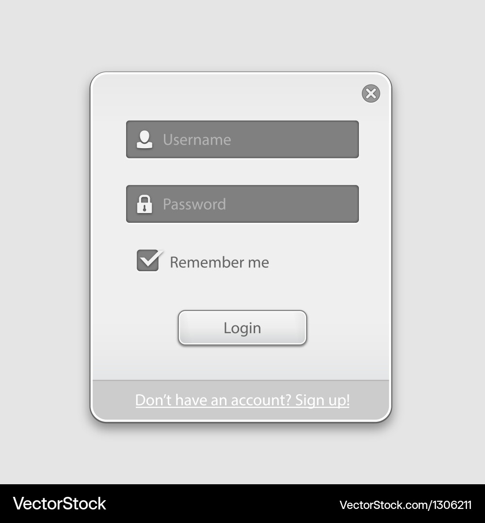 Login Box UI Element Royalty Free Vector Image
