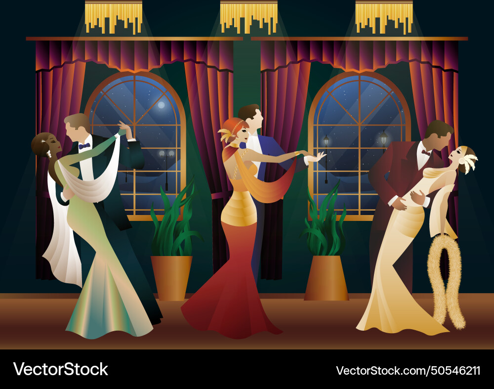 Man and woman dancing window Royalty Free Vector Image