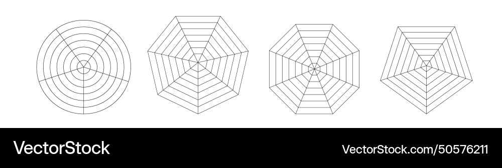 Pentagon and hexagon chart for 5 point radar Vector Image