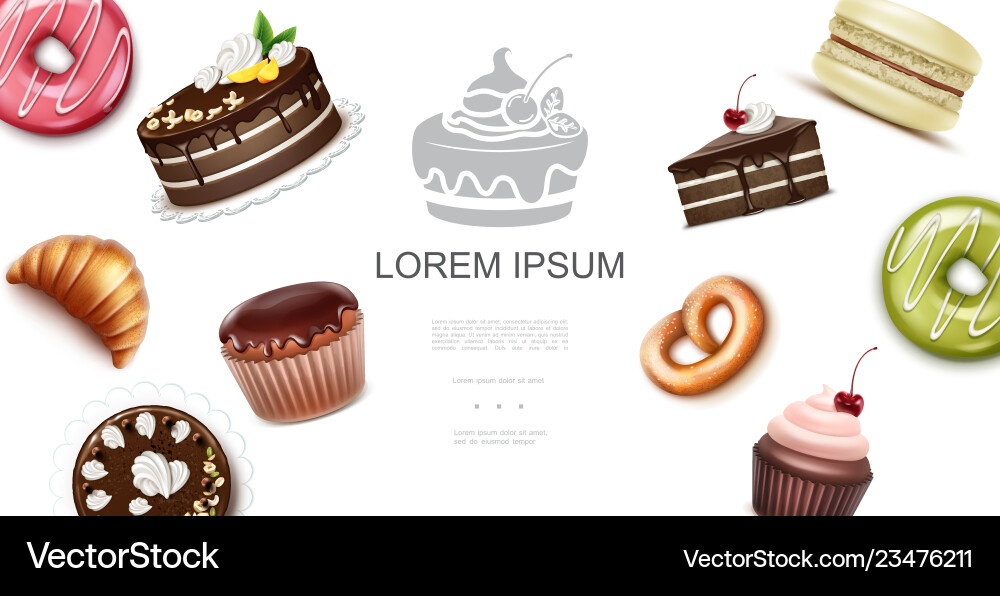 Realistic sweet and baking products template Vector Image