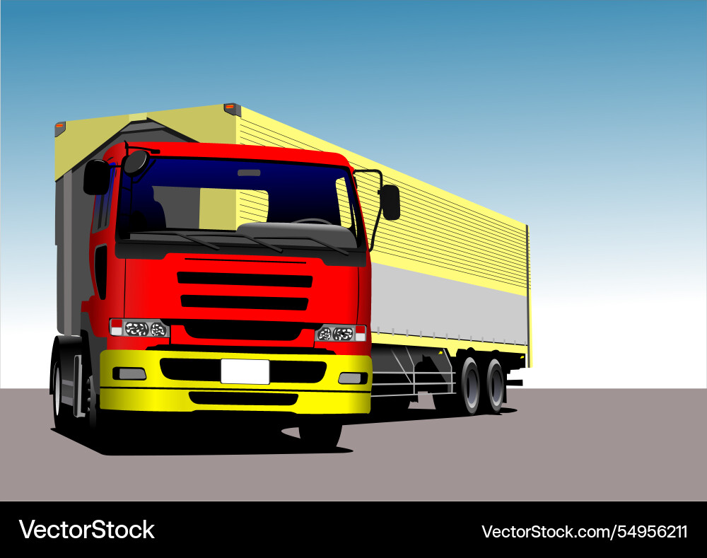 Semi truck on the road Royalty Free Vector Image