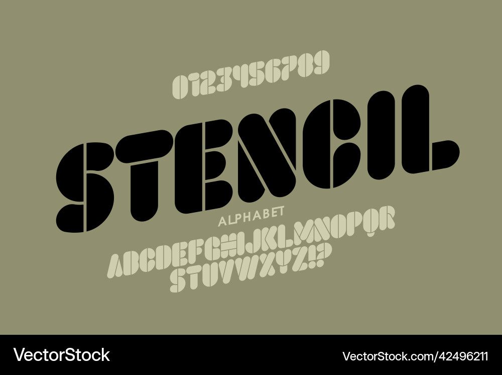 Stencil style font Royalty Free Vector Image - VectorStock